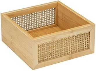 WENKO Badablage Allegre M, dekorative Ablage im trendigen Boho-Style aus hochwertigem Bambus und Rattan-Geflecht, zur praktischen Aufbewahrung von Badutensi