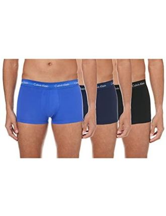 Calvin Klein Boxers Taille Basse Lot de 3 Homme Coton-&Eacute;lasthanne, Multicolore (Black/Blueshadow/Cobaltwater Dtm Wb), XL