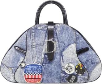 Dior Sac &agrave; main en cuir et denim Pre-owned - Femme - Pre-owned - Bleu - Taille: ONE Size