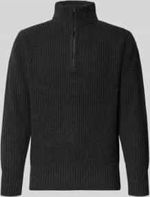 G-Star Strickpullover aus Lanawoll-Mix mit Stehkragen und Reißverschluss