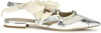Pinko Silberne Kalbsleder Bos Taurus Ballerinas