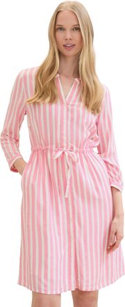 Tom Tailor Damen Kleid mit Streifen & Bindegürtel, pink offwhite stripe, 32