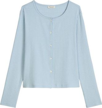 Marc O'Polo Cardigan Mix N Match Airy Cotton Rib mit langen &Auml;rmeln und Kn&ouml;pfen, Baumwollmix