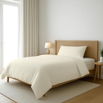 Pizuna 600 Fadenzahl aus Baumwolle Bettw&auml;sche Neu Elfenbein, 100% Langstaple Baumwolle Bettbezug und Kissenbezug, 100% Baumwolle Mako Satin 2-Teilig Bettw&auml;sc