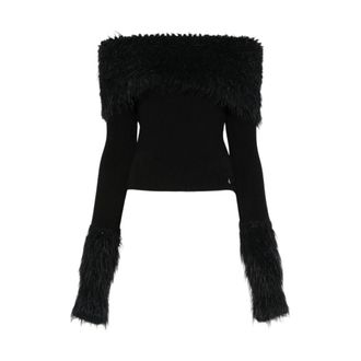 Jean Paul Gaultier Gerippter Strick- und Fuzzy-Pullover - - Knitwear - Damen - Schwarzk - XS