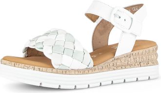Gabor Damen Keilsandalen, Frauen Sandalen,Moderate Mehrweite (G),Strandschuhe,Keilsandaletten,Keilabsatz,bequem,Weiss/Mint/Creme,37.5 EU / 4.5 UK