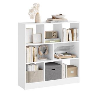 Woltu Biblioth&egrave;que Ouverte Meuble de Rangement &Eacute;tag&egrave;re &agrave; Livres avec 8 casiers pour Salon, Bureau, Chambre, Blanc 98x30x100cm SK021ws