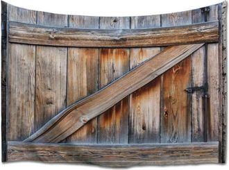 A.Monamour Wandteppich Rustikale Ländliche Scheune Holztür Holzbretter Hintergrund Stoff Tapisserie Wandbehang Wanddeko Wandkunst Wandbilder Wandtuch für Wohnzim