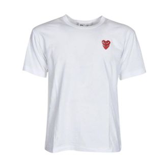 Comme Des Garçons Homme, Tops, Blanc, Taille: 2XL T-shirt blanc avec logo Play