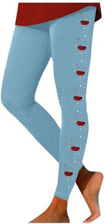 Generic Legging de No&euml;l pour femme, legging de compression taille haute, pantalon dentra&icirc;nement de No&euml;l, pantalon de yoga, pantalon de sport pour femme, bleu,