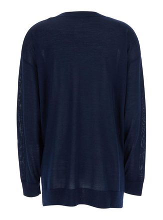 P.A.R.O.S.H. Womens Blue Long-Sleeved Crewneck Sweater Wool Tops Top