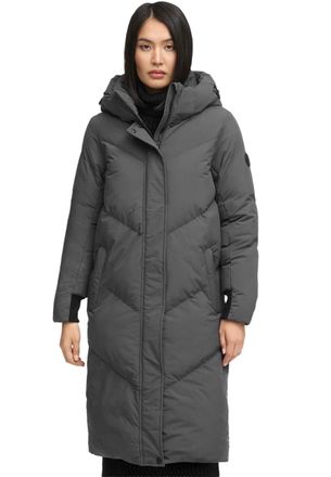 Marikoo Damen Wintermantel (S-5XL) - gesteppt, abnehmbare Kapuze, Druckknopfverschlussleiste - N101 - Anthrazit Gr&ouml;&szlig;e XXL - Gr.XXL