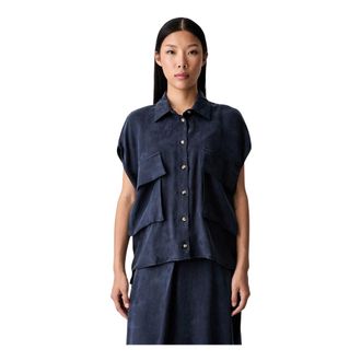 Vicolo Lyocell Shirt - - Blouses & Shirts - Damen - Blau - S