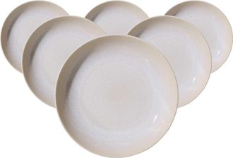 Ritzenhoff & Breker Laredo Suppenteller 6er Set, 23 cm, Tiefe Teller mit Farbverläufen, Skandinavisches Design mit Reaktivglasur, Steinzeug, Beige