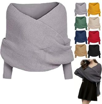 Generic &Eacute;charpe de Pull avec Manches, enveloppe de c&acirc;ble tricot&eacute;e, haussements d&eacute;paules for Femmes, enveloppe tricot&eacute;e, &eacute;charpe tricot&eacute;e avec Manches for Femm