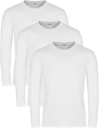 Lower East Lot de 3 ou 5 t-Shirts Basiques &agrave; col Rond et Manches Longues pour Homme 100% Coton - Plusieurs Couleurs
