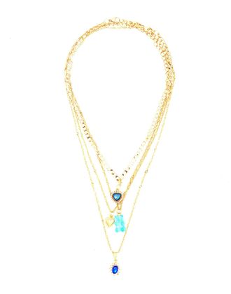 8 by YOOX RHINESTONES HEARTS & GUMMY BEAR NECKLACES SET