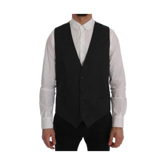 Dolce & Gabbana Graue Staff Baumwolle Rayon Weste - - Suits - Herren - Grau - XL
