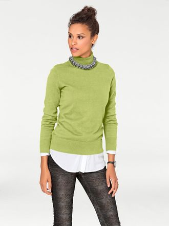Heine Rollkragenpullover HEINE Rollkragen-Pullover, Damen, Gr. 34, gr&uuml;n (kiwi), 100% Baumwolle, unifarben, Pullover Rollkragenpullover, Topseller