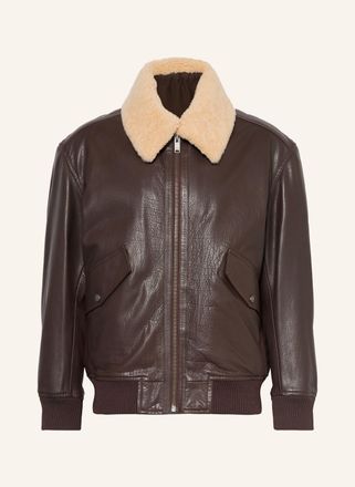 HUGO BOSS Lederjacke Jopeak Mit Abnehmbarem Kragen braun