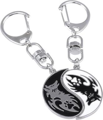 Holibanna Porte-Cl&eacute;s Loup Tai Chi Noir Et Blanc Pendentif Double Pour Cl&eacute;s Sac &Agrave; Dos Et D&eacute;coration Accessoire Pratique Et Unique Pour Homme Et Femme