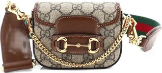 Gucci Horsebit 1955 Flap Wallet with Strap GG Coated Canvas crossbody bag - Braun