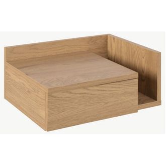 ebuy24 Table de chevet suspendue en ch&ecirc;ne Ashlan II avec tiroir et &eacute;tag&egrave;re