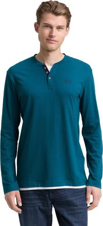 Tom Tailor Herren 1048628 Longsleeve Serafino, 38890-Classic Petrol, XXL