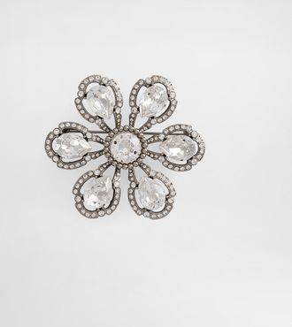 Dolce & Gabbana Sartoria Floral Brooch With Rhinestones - Mann Bijoux Silber Metall Onesize