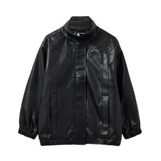 The Garment Leder Oversized Bomberjacke - - Jackets - Damen - Schwarzk - XS