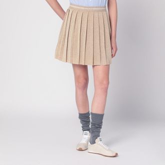 Miu Miu Goldene plissierte Minir&ouml;cke aus Lurex