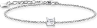 Thomas Sabo A2158-051-14-L19V Bracelet avec pendentif en pierre en argent 925 recyclé Blanc 16-19 cm, L19V, Argent sterling, Oxyde de zirconium
