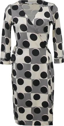 Diane Von Fürstenberg robe-portefeuille à pois - Blanc