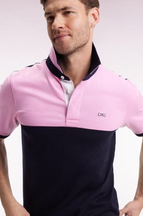 Eden Park Maillot &Agrave; Manches Courtes En Coton Bicolore Marine Et Rose