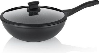 KELA Wokpfanne mit Deckel 30 cm STELLA NOVA 5l Wokpfanne Induktion, Aluguss beschichtet, Softtouchgriff, Wok mit Deckel, Glasdeckel mit Silikonrand