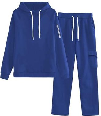 Generic Ensemble Sport Femme &agrave; Capuche, Pantalon Jogging Femme Taille Haute Chic Et &Eacute;l&eacute;gants Couleur Unie Coupe Ample Sweat Manches Longues Avec Cordon De Ser