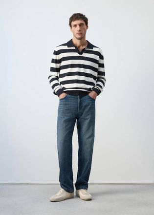 Mango Pull polo maille fine 100 % coton bleu marine - Homme - XXL - MANGO MAN