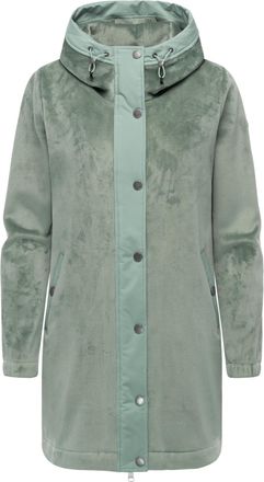Ragwear Damen warmer weicher Cord Mantel in Ripp-Optik mit verstellbarer Kapuze Cousy Bonded YOUMODO Dusty Green Gr. XS