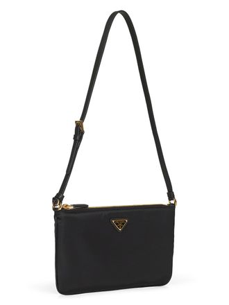 Prada Womens Pouch With Shoulder Strap, Black Recycled Polyamide