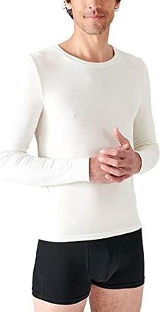 Damart T-Shirt col Rond Manches Longues Fine côte Thermolactyl Sensitive Homme Blanc Taille XL (110-117)