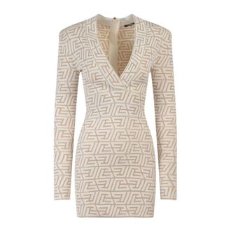 Balmain Gestricktes Monogrammkleid - - Dresses - Damen - Beige - S