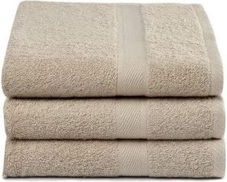 Lucca Couture Handdoeken 3pack Taupe, Baumwolle, 70 x 140 cm