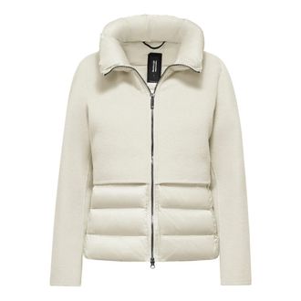 Bomboogie Femme, Vestes, Blanc, Taille: 36 FR Veste courte bi-mati&egrave;re avec col rembourr&eacute;