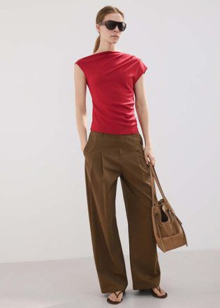 Mango Top asym&eacute;trique fronc&eacute; rouge - Femme - XXS - MANGO