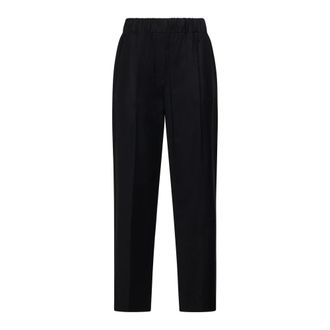 Max Mara Schwarze Wollhose mit geradem Bein - - Trousers - Damen - Schwarzk - XL