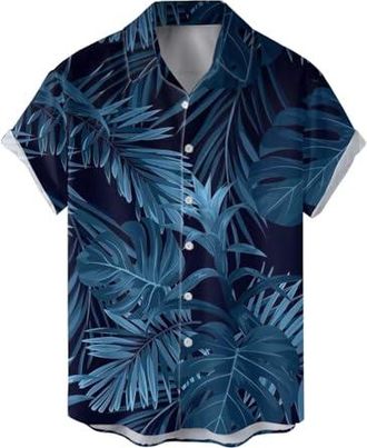 Generic Chemise hawa&iuml;enne &agrave; manches courtes pour homme, motif palmier, plage, cara&iuml;bes, tropical, d&eacute;contract&eacute;, amusant, graphique, boutonn&eacute;, manches courtes, 