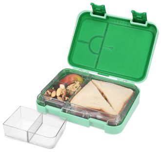 Navaris Bento Box Lunch Box Brotdose Vesperbox - auslaufsicher mit variablen Fächern - herausnehmbare Innenschale - Brotdose - grün