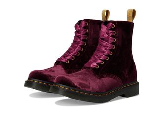 Dr. Martens Damen Vegan 1460 Pascal Velvet 8 Eye Boot Fashion, Kirschrot, 6