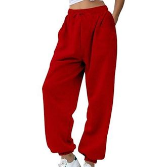 Generico Pantalon de surv&ecirc;tement large pour femme avec cordon de serrage taille haute pour femme, pantalon de surv&ecirc;tement doux et confortable, pantalon avec po