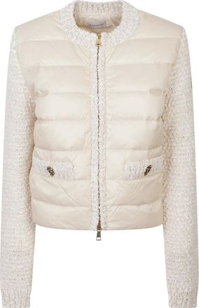 Moncler Femme, Pulls, Blanc, Taille: 38 FR Cardigan Zipp&eacute; Rembourr&eacute;